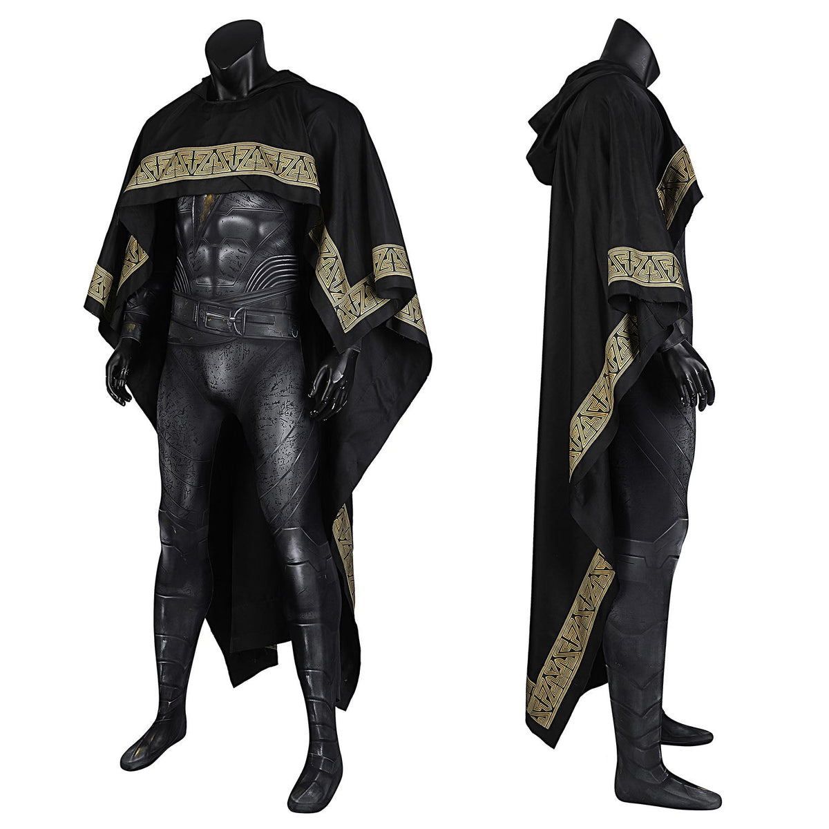 Comics Black Adam Male Jumpsuit with Hooded Cloak Cosplay Costumes – omycos